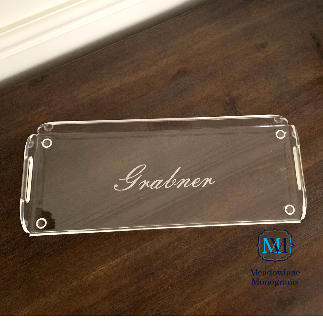 Etched Monogram Bar Serve Tray – Meadow Lane Monograms
